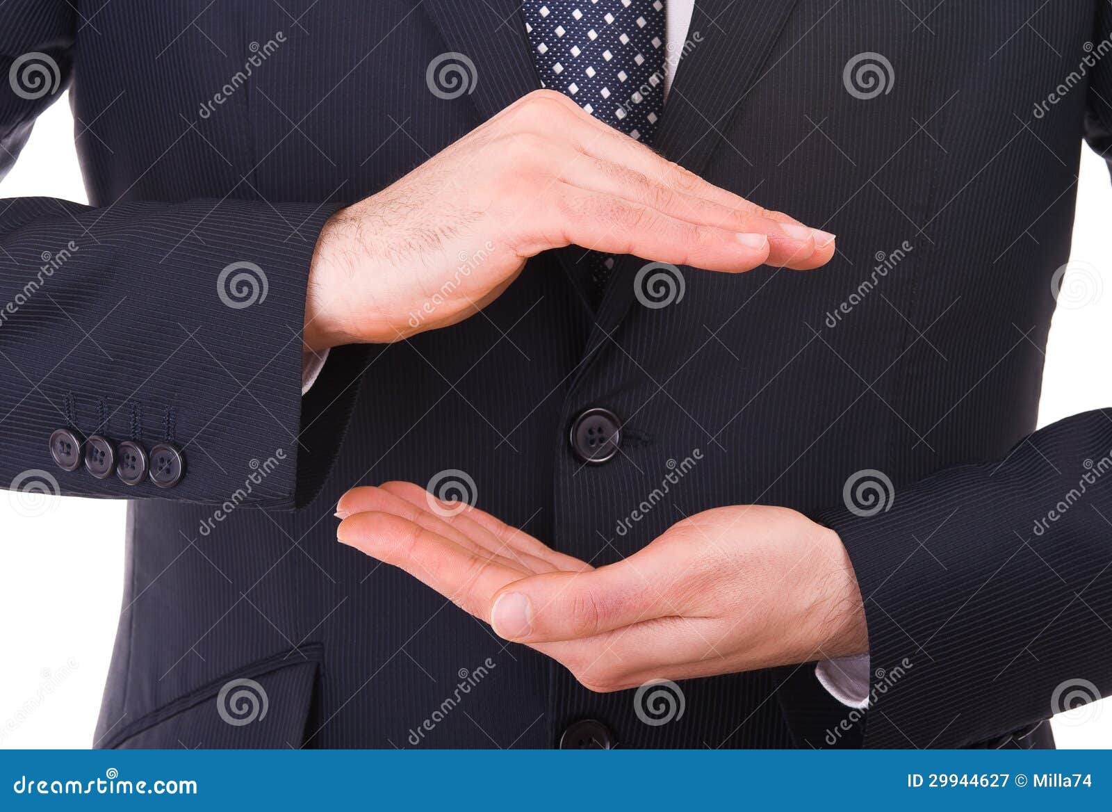 Businessman Gesturing with Both Hands. Stock Image - Image of ...