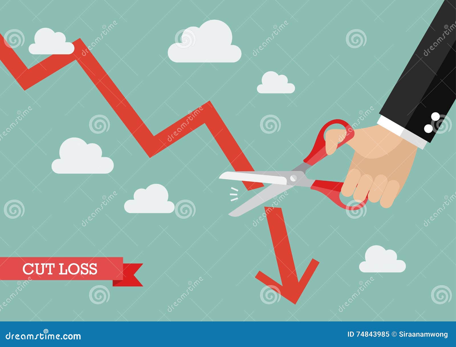 Business Man Cutting Graph Down Stock Vector - Illustration of analysis ...