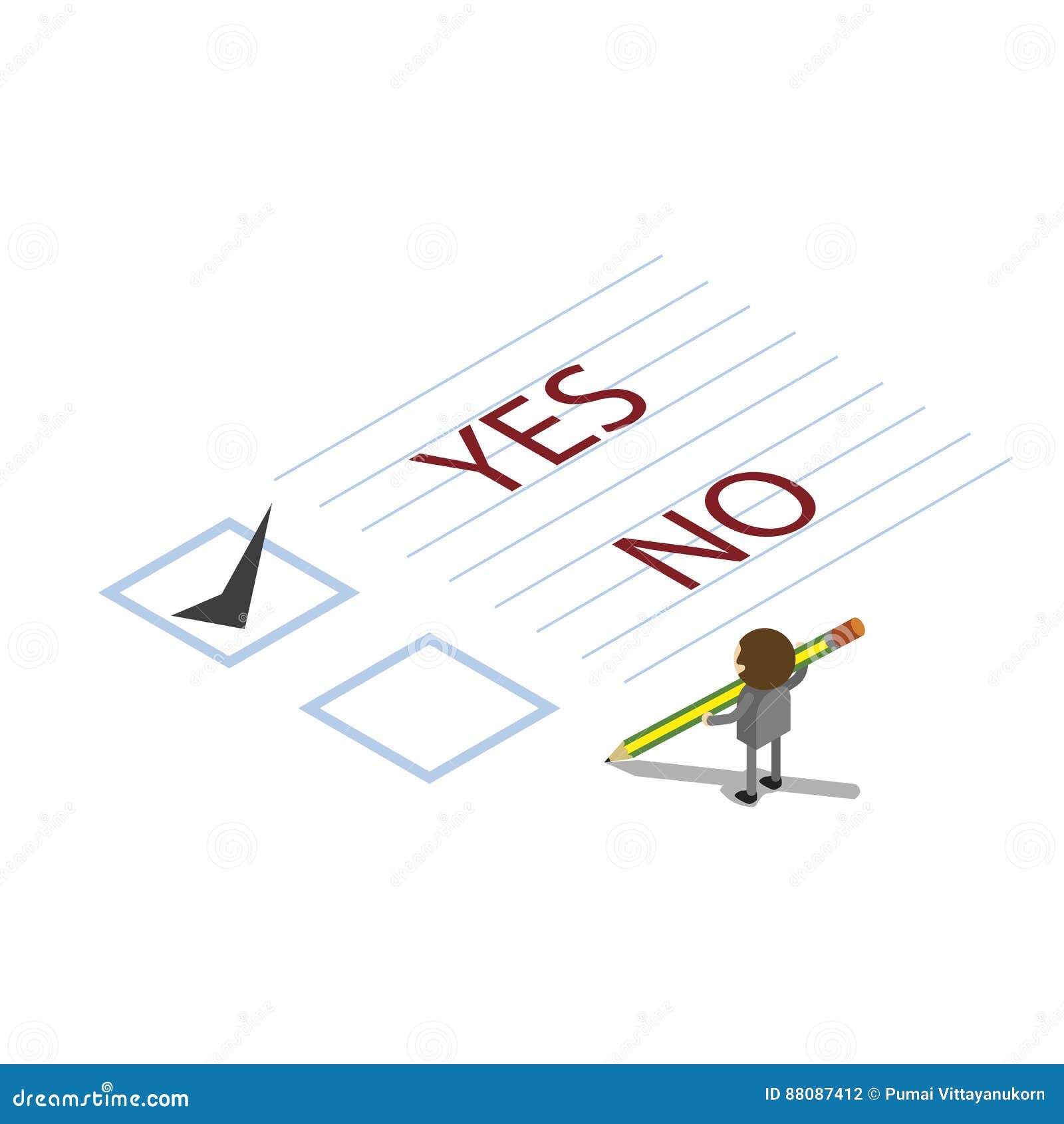 Business Man Designed Yes in Check List Stock Vector - Illustration of ...