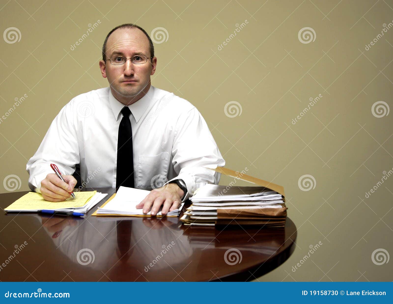 Business Man at Desk stock photo. Image of file, light - 19158730