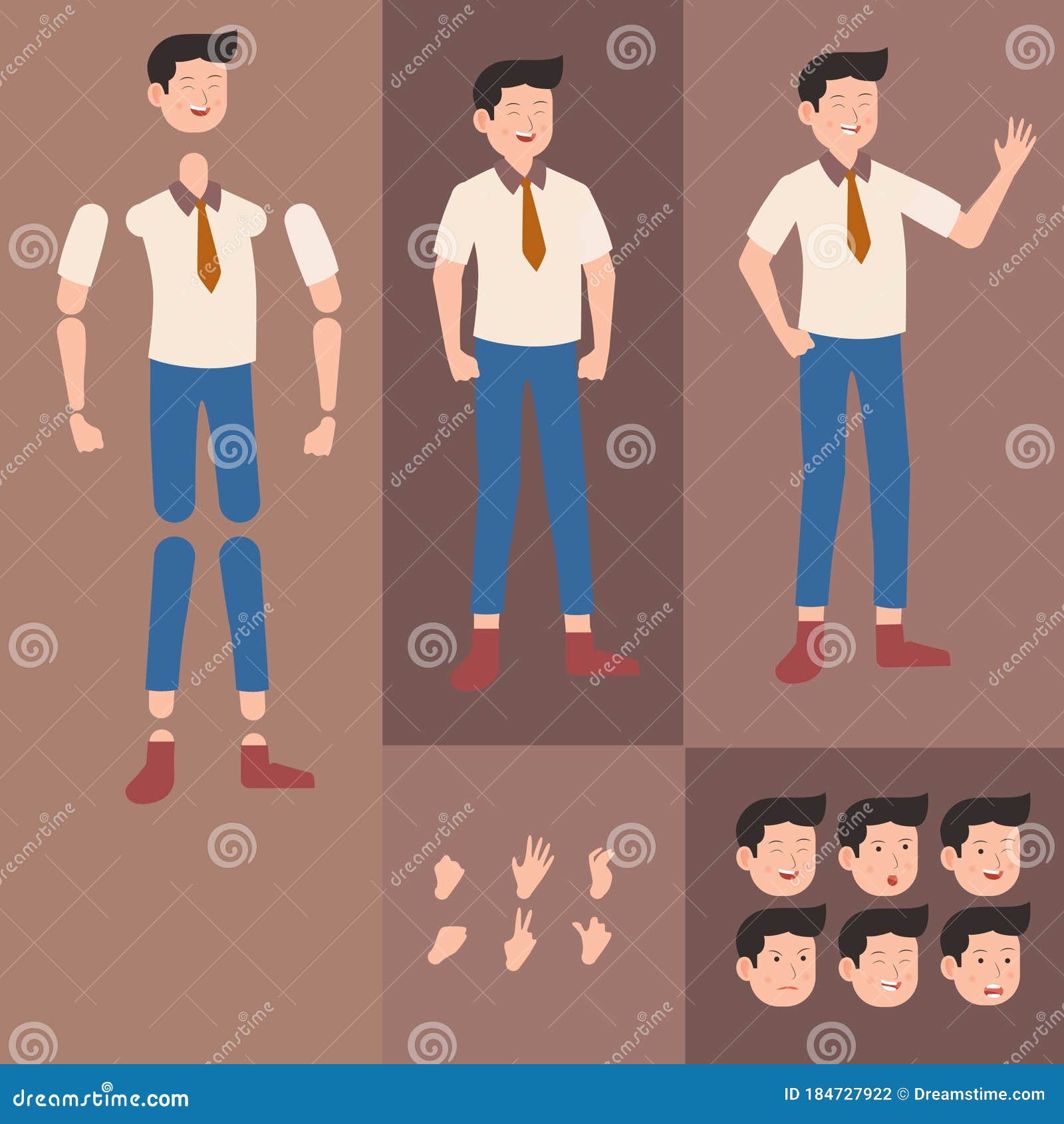 Business Man with Different Expression and Rigging Character Stock ...