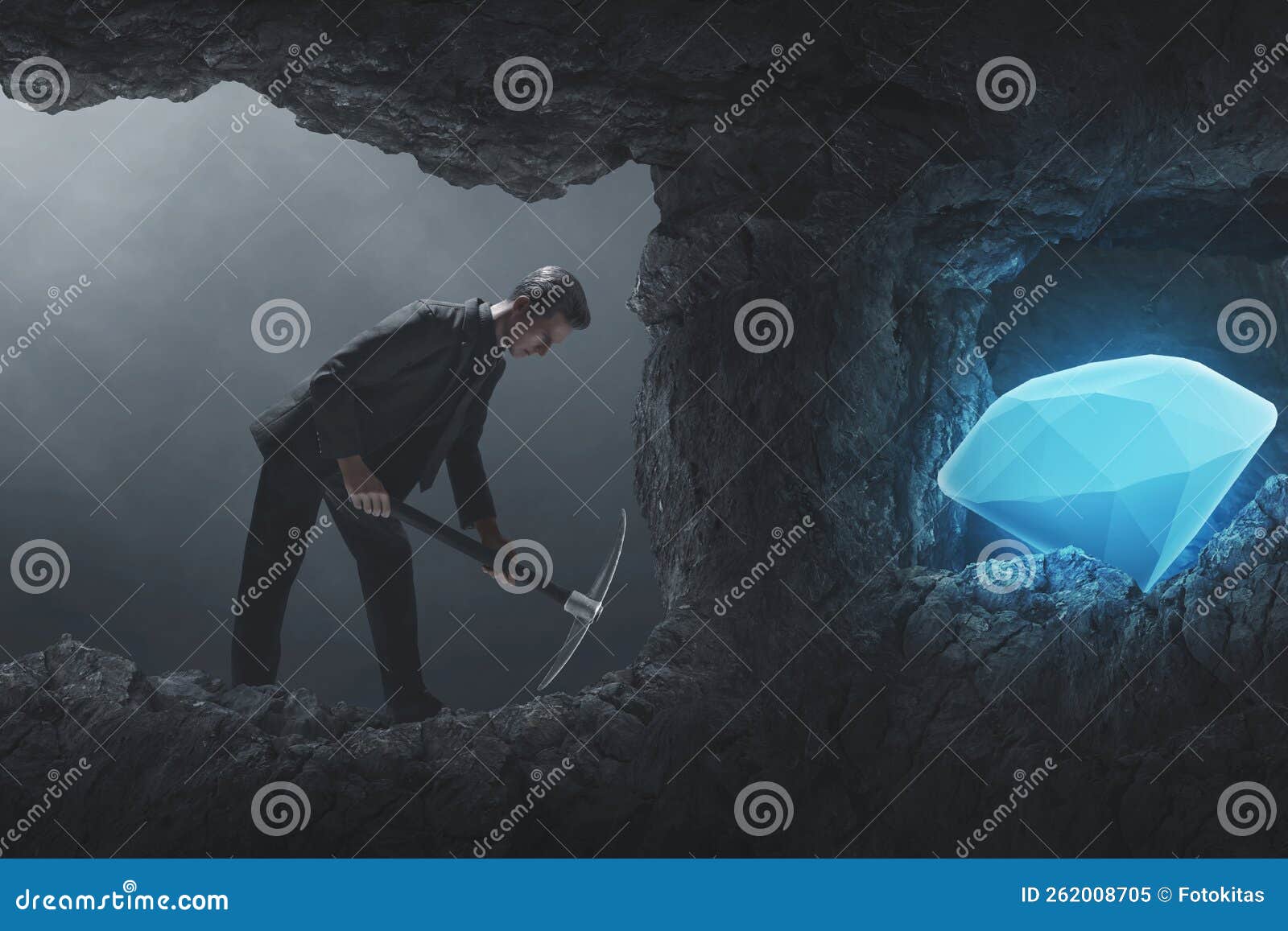 Business Man Digging 3d Illustrations Stock Illustration - Illustration ...