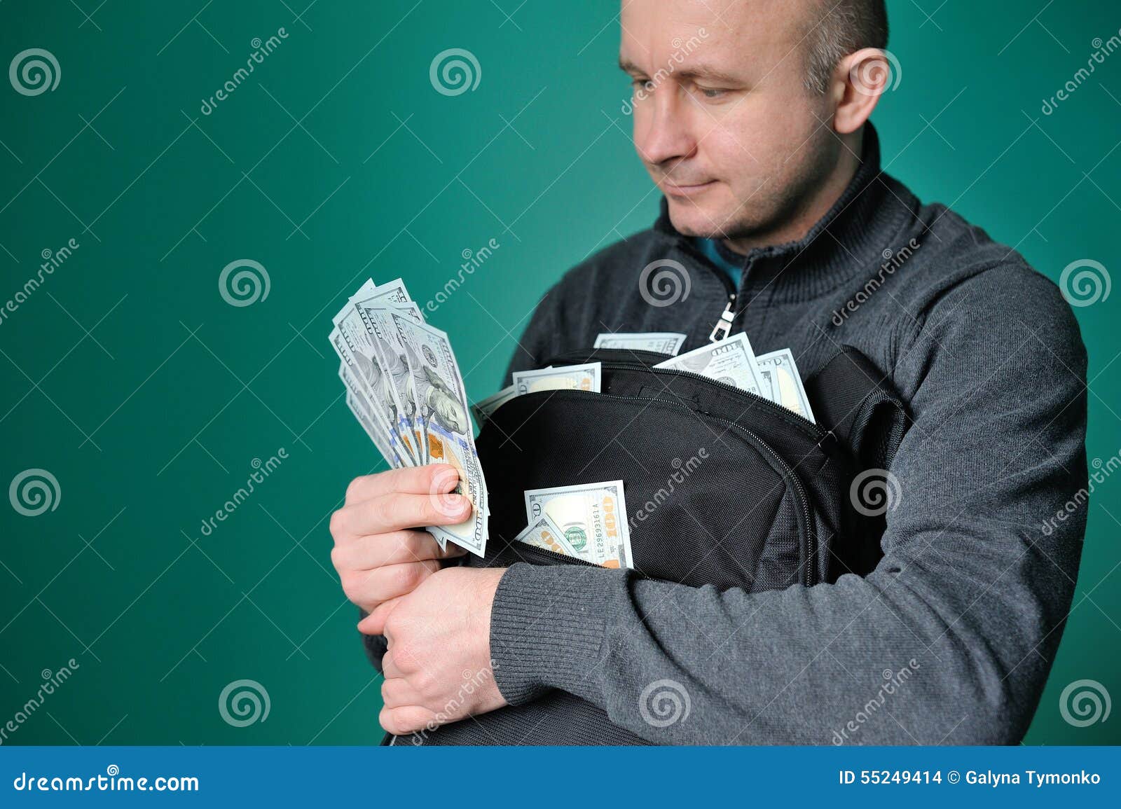 Business Man Displaying a Spread of Cash Stock Photo - Image of ...