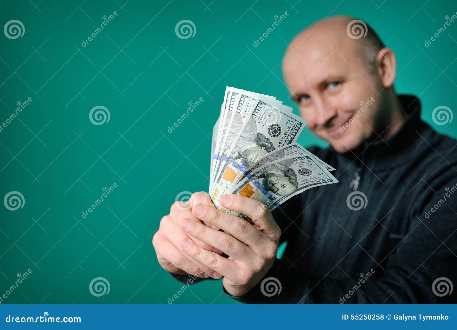 Business Man Displaying a Spread of Cash Stock Photo - Image of dollar ...