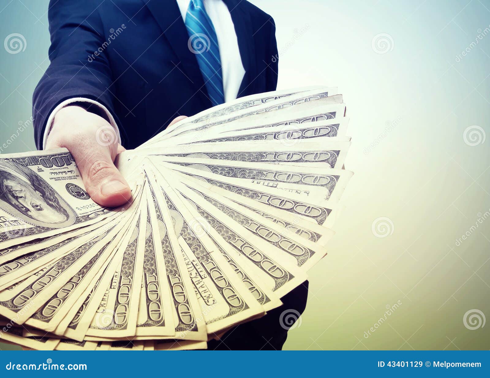 Business Man Displaying a Spread of Cash Stock Image - Image of banking ...
