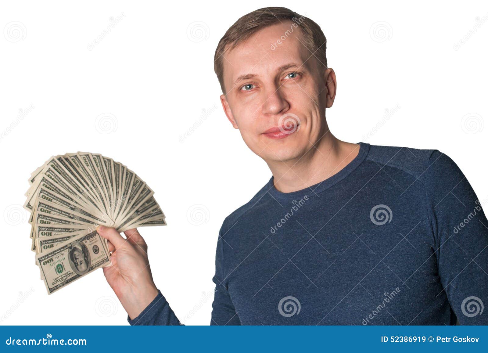 Business Man Displaying a Spread of Dollars Stock Image - Image of ...