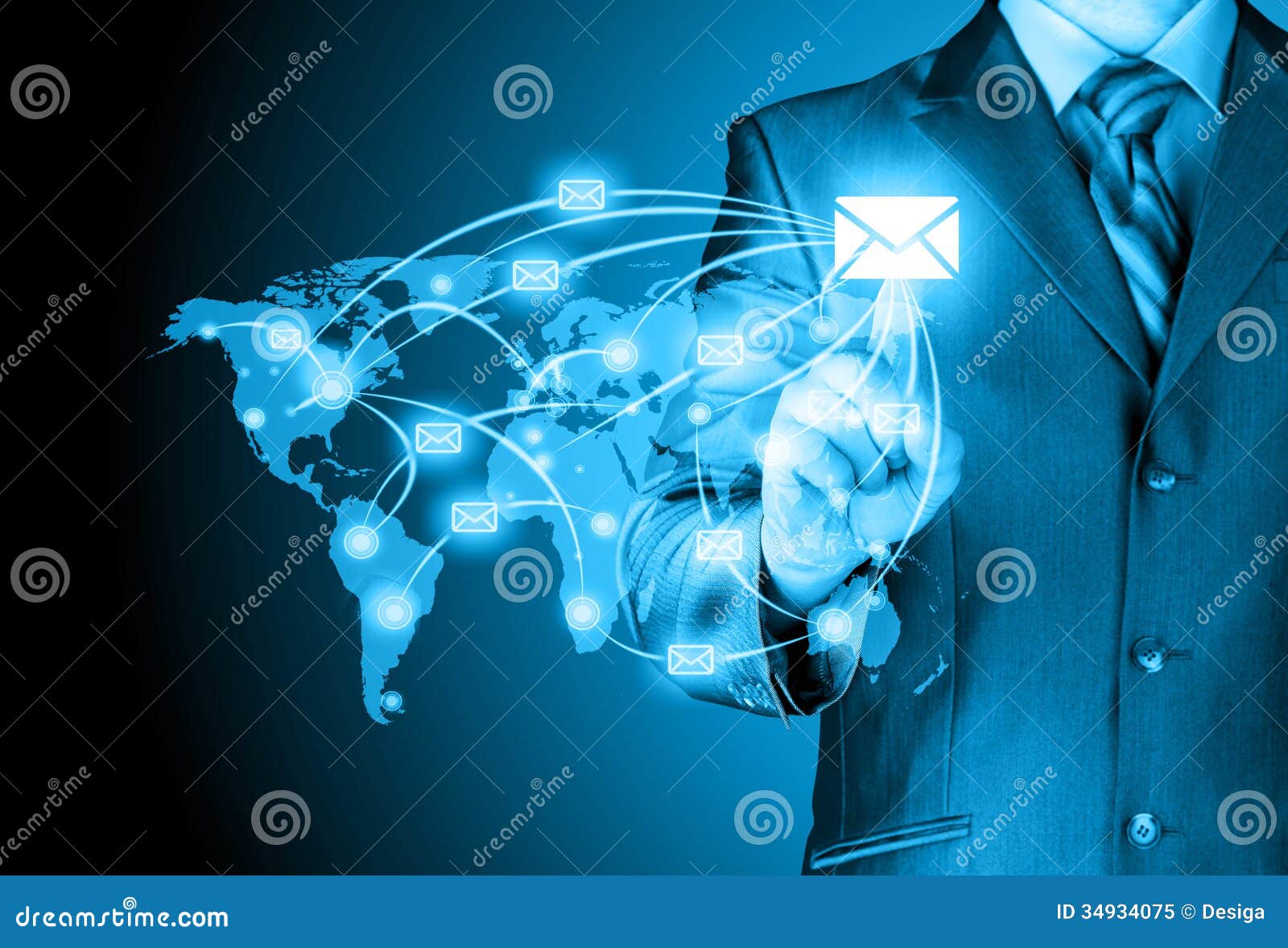Business Man Distribute Digital Mail Stock Image - Image of digital ...