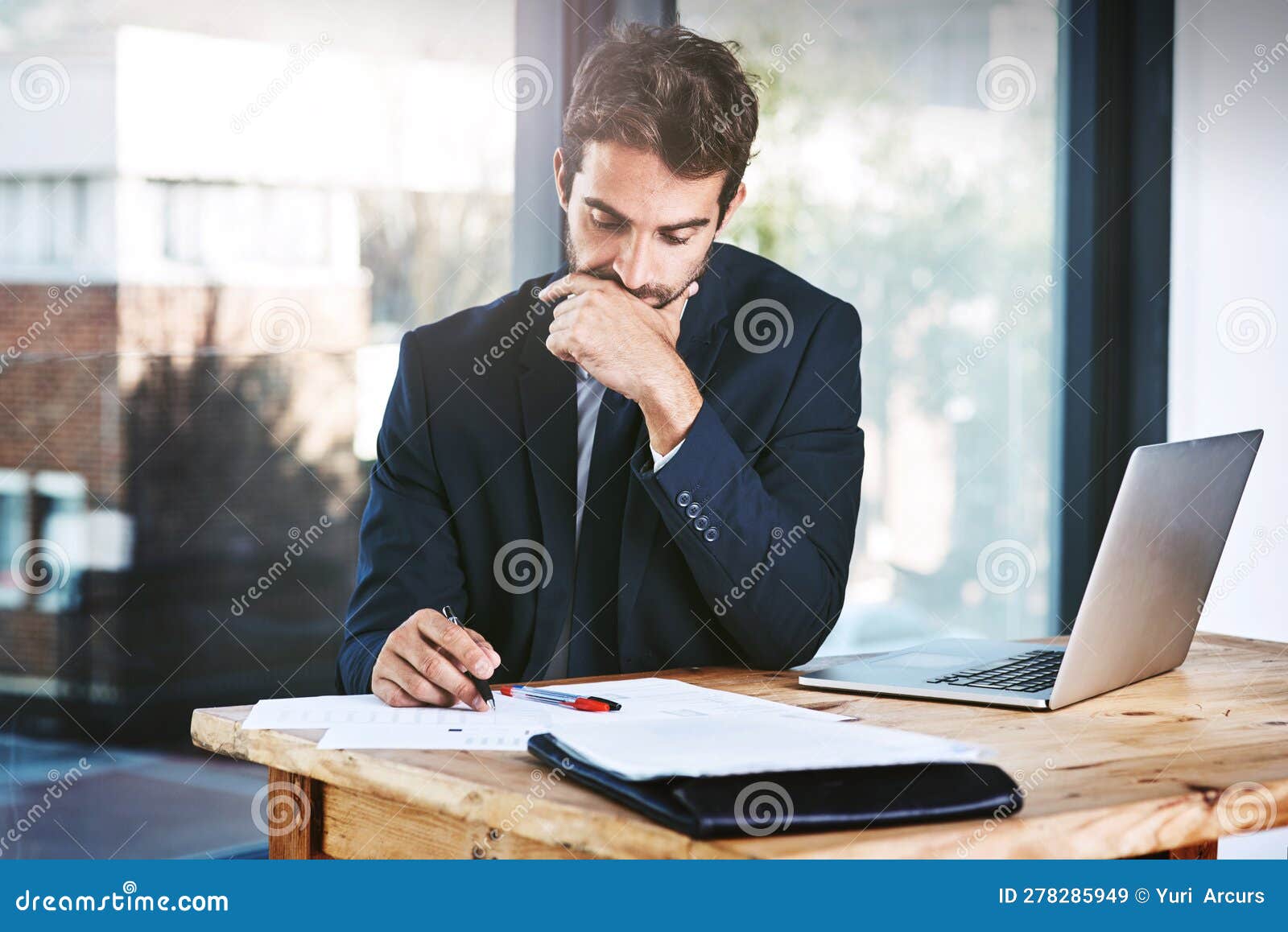 Business Man, Documents and Thinking of Accounting, Financial Report or ...