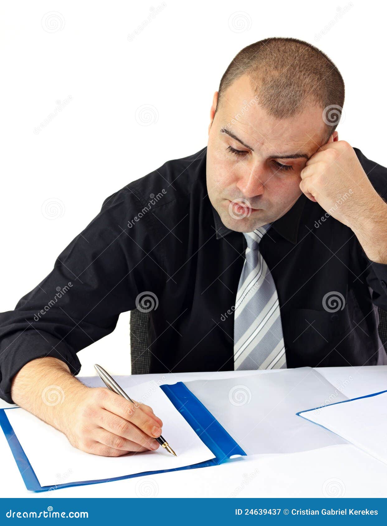 Business Man Doing Hard Work at Office Stock Image - Image of portrait ...