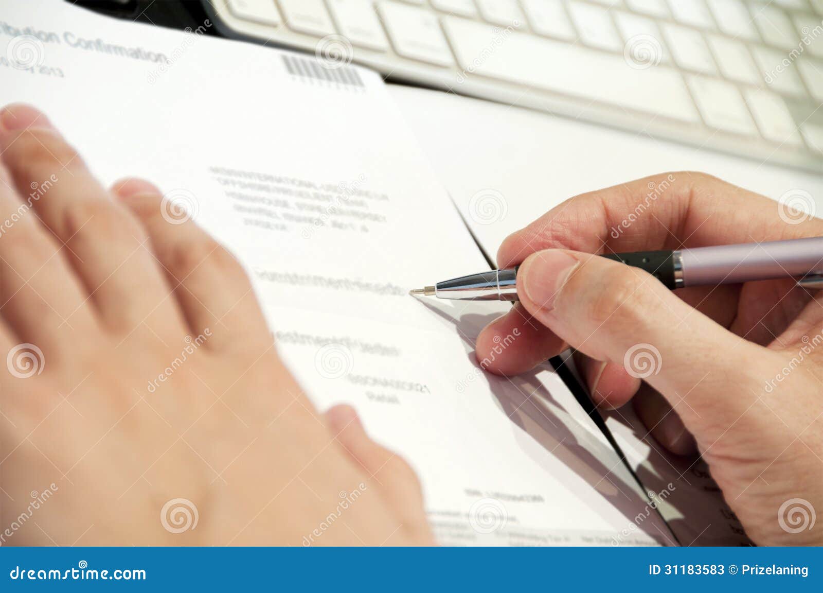 Business Man Doing Paperwork Close Stock Image - Image of file, holding ...