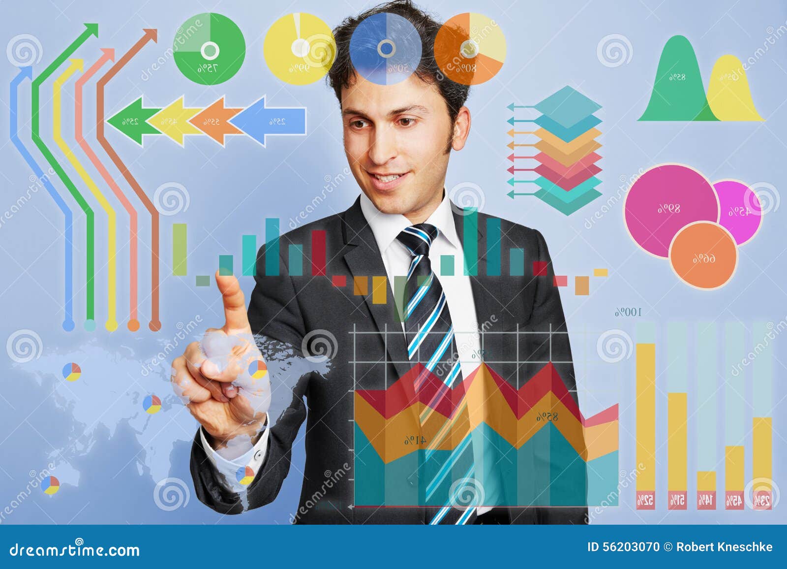 Business Man Doing Planning with Infographic Stock Photo - Image of ...