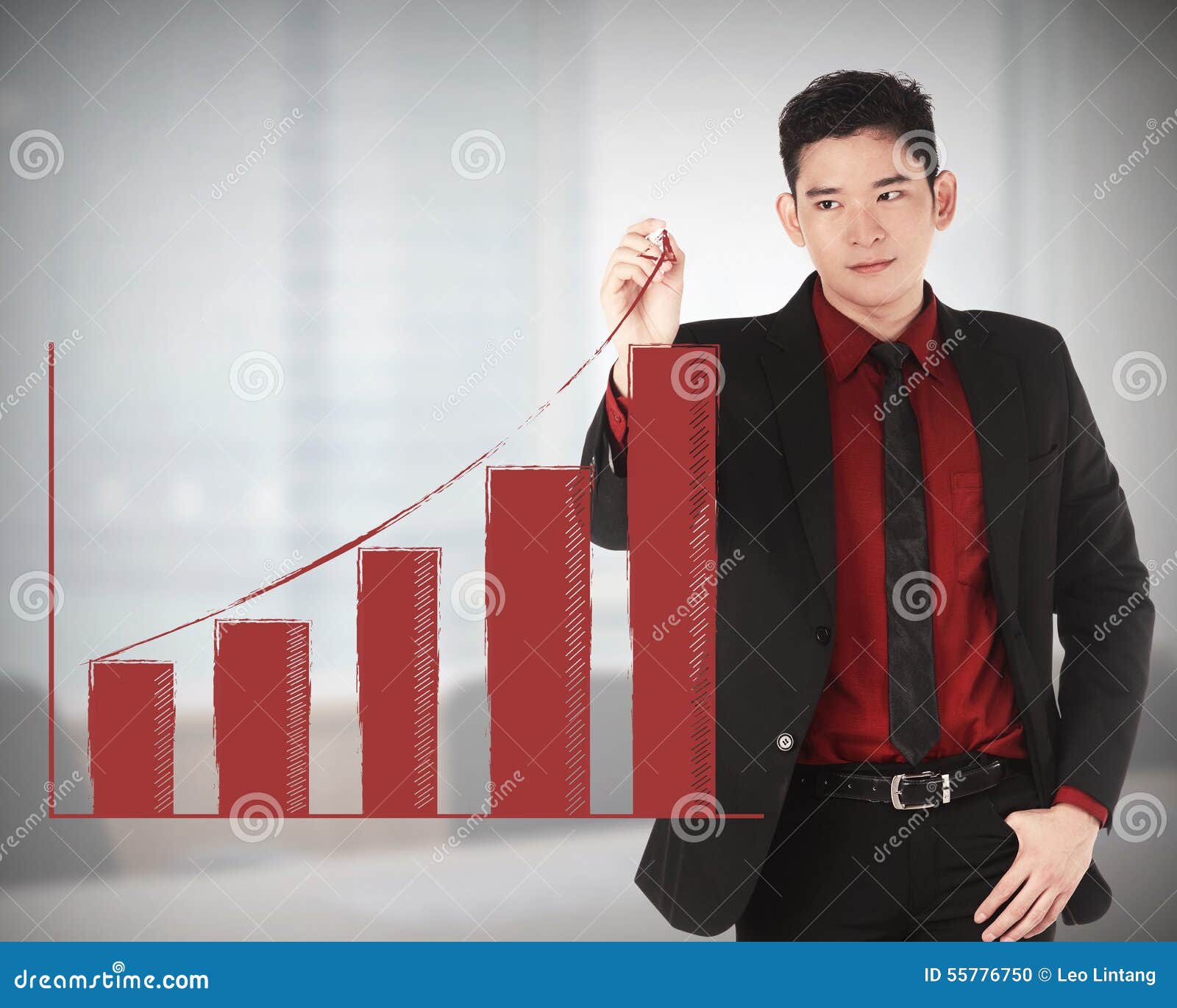 Business Man Draw Increasing Chart Stock Photo - Image of sketch, graph ...