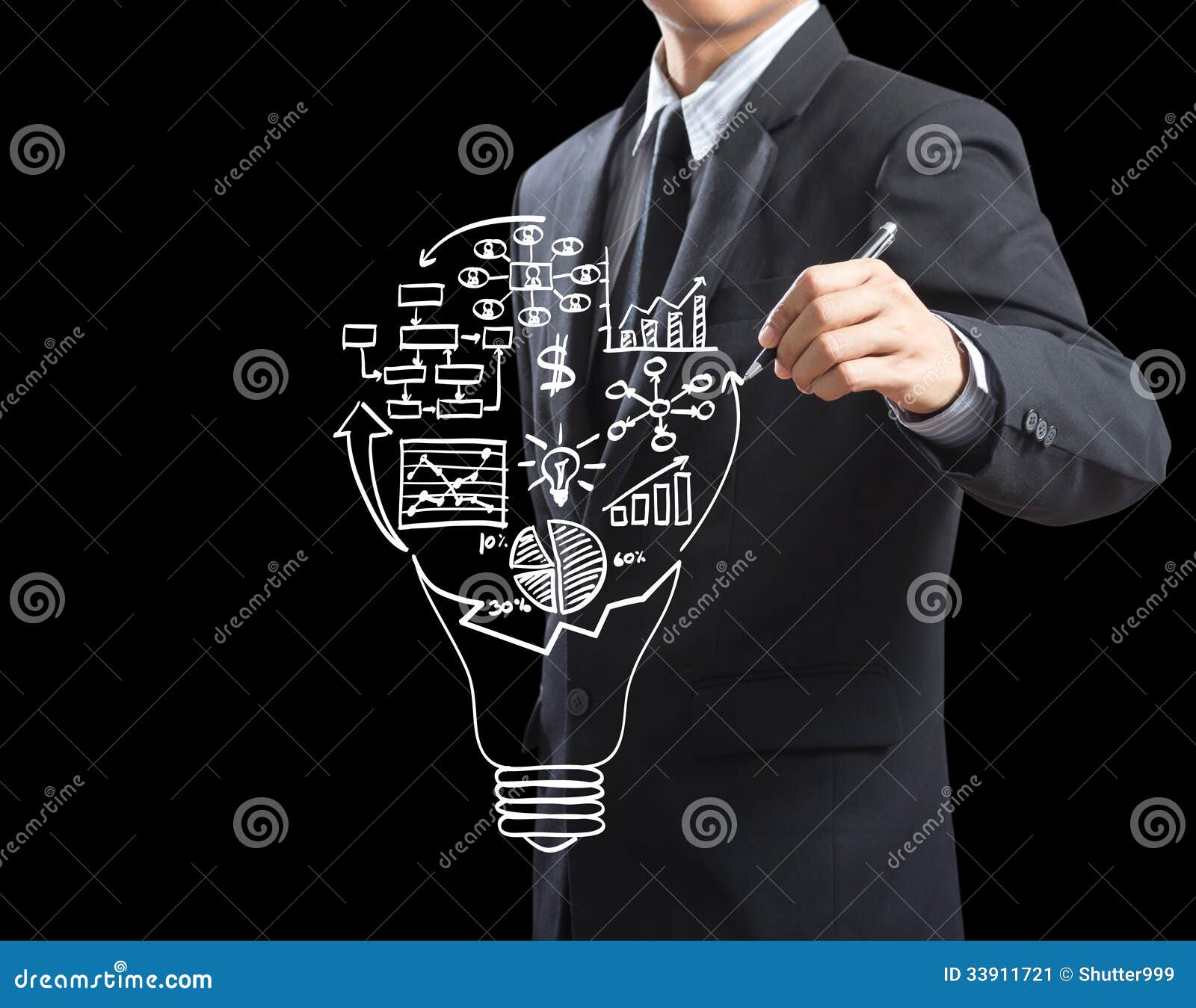 Business Man Drawing Business Strategy Plan Royalty-Free Stock Photo ...