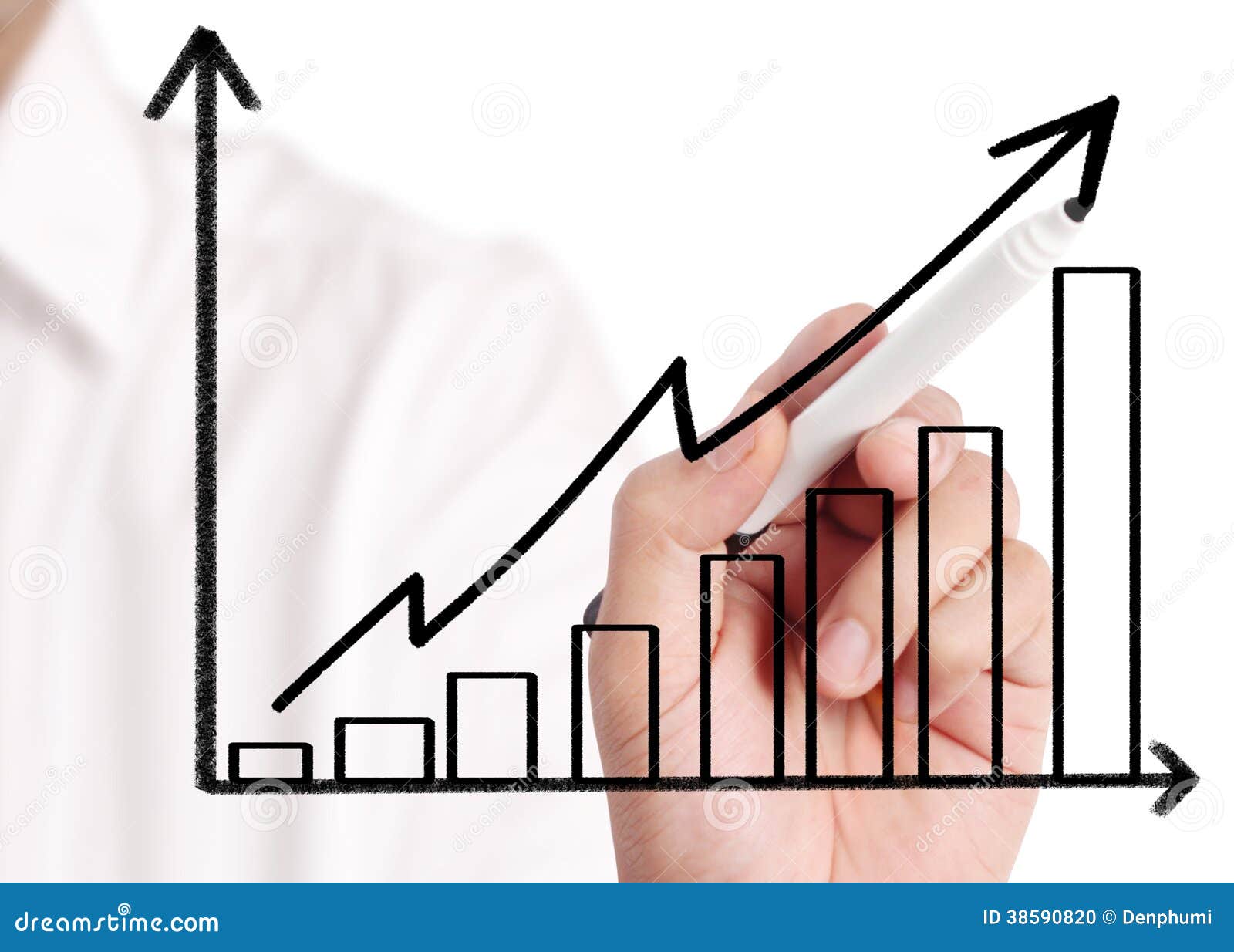Business man drawing graph stock photo. Image of diagram - 38590820