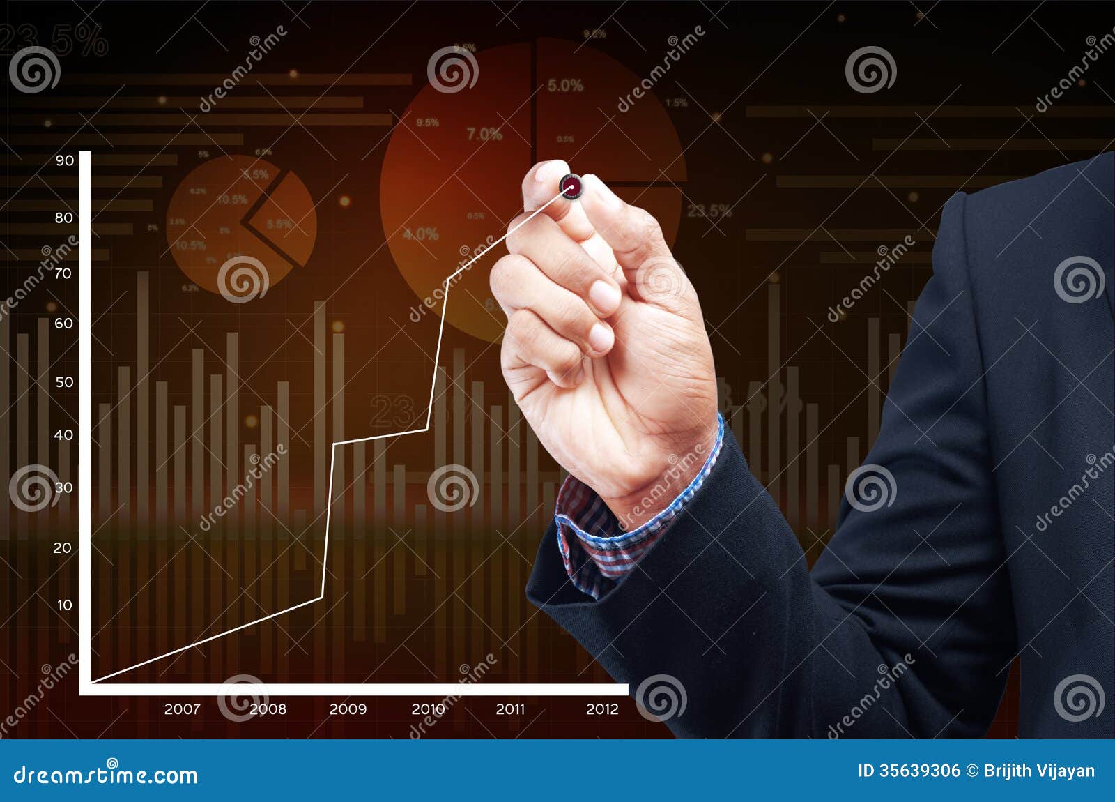 Business Man Drawing a Graph. Stock Photo - Image of presentation ...