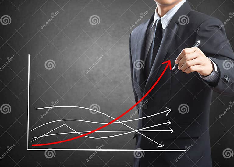Business Man Drawing Growth Chart Stock Image - Image of increase ...