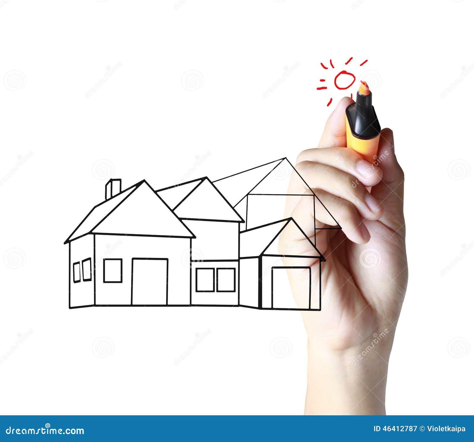 Business man drawing house stock image. Image of apartment - 46412787