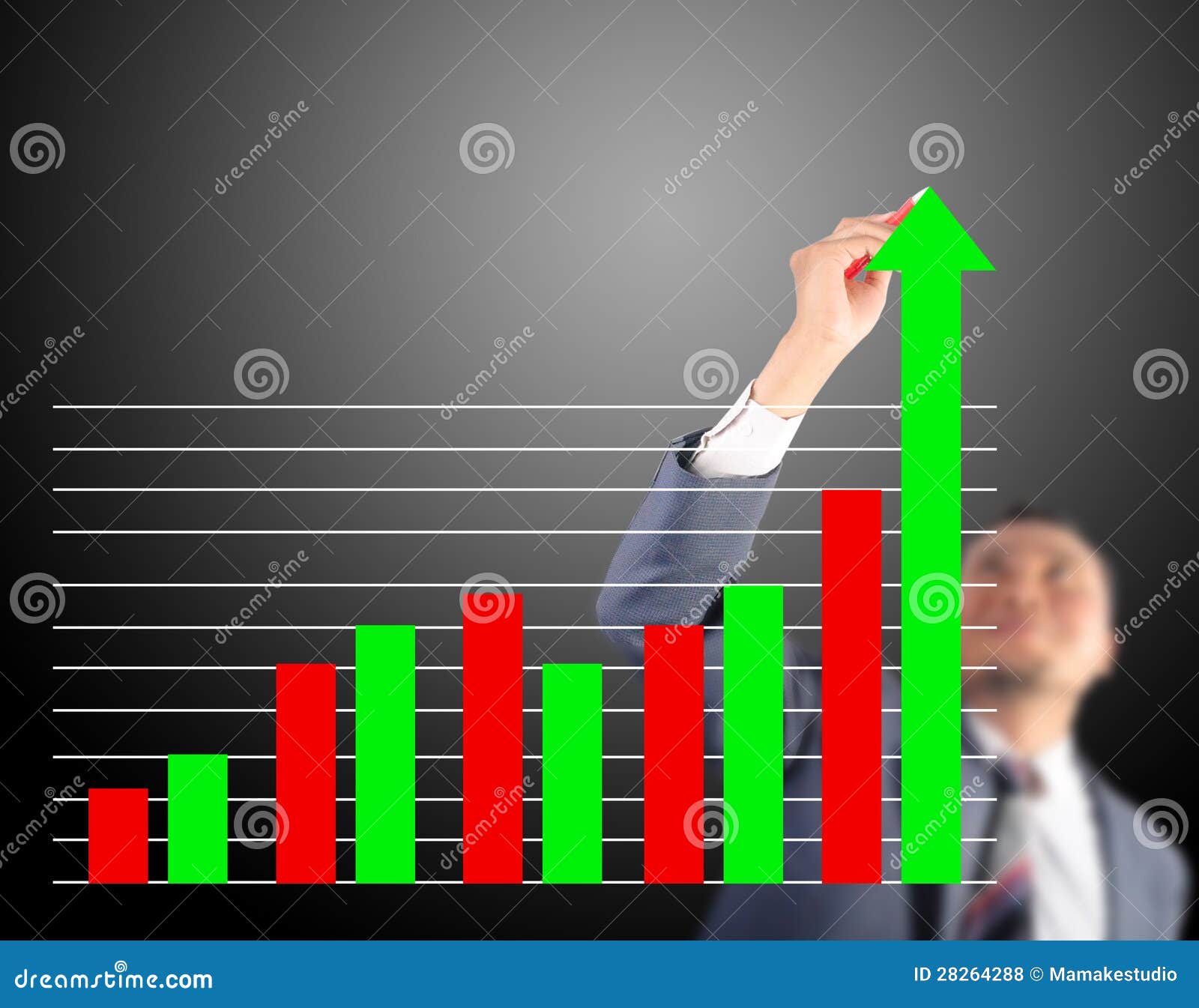 Business Man Drawing Increase Chart Stock Photo - Image of chart ...