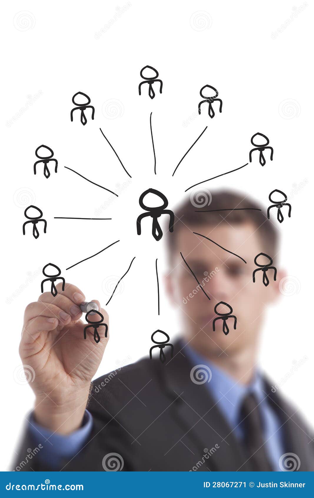 Business Man Drawing Networking Group Stock Image - Image of hand ...