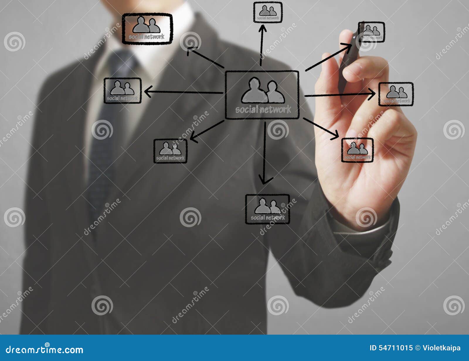 Business Man Drawing Social Network Stock Illustration - Illustration ...