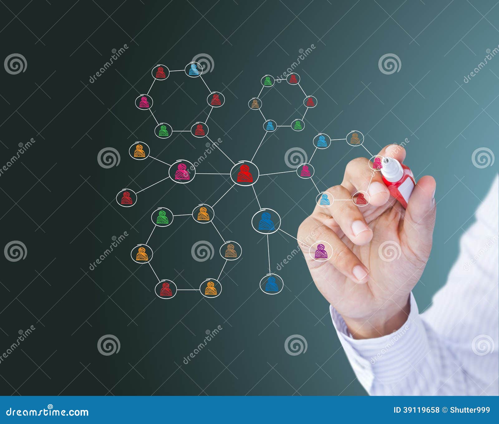 Business Man Drawing Social Network Structure Stock Photo - Image of ...
