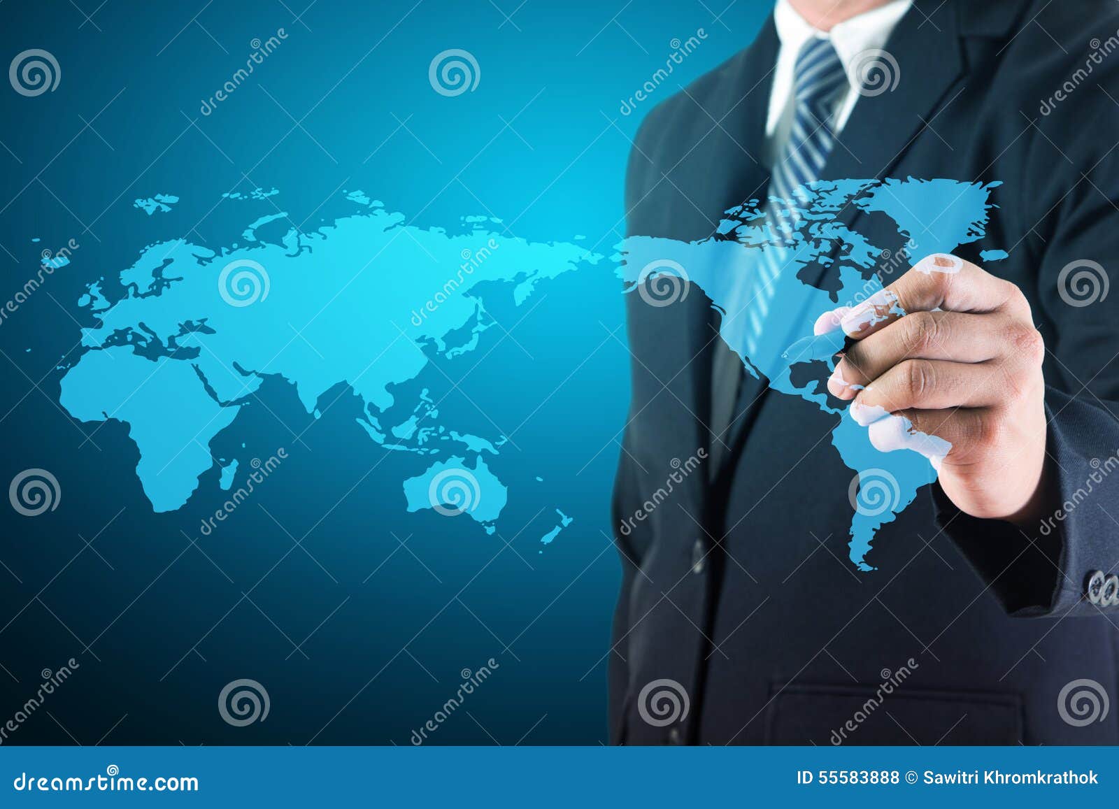 Business Man Drawing With World Map Stock Photography | CartoonDealer ...
