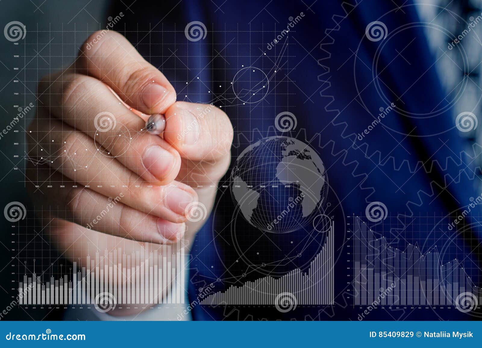 Business Man Draws a Graph . Stock Image - Image of forecasting ...