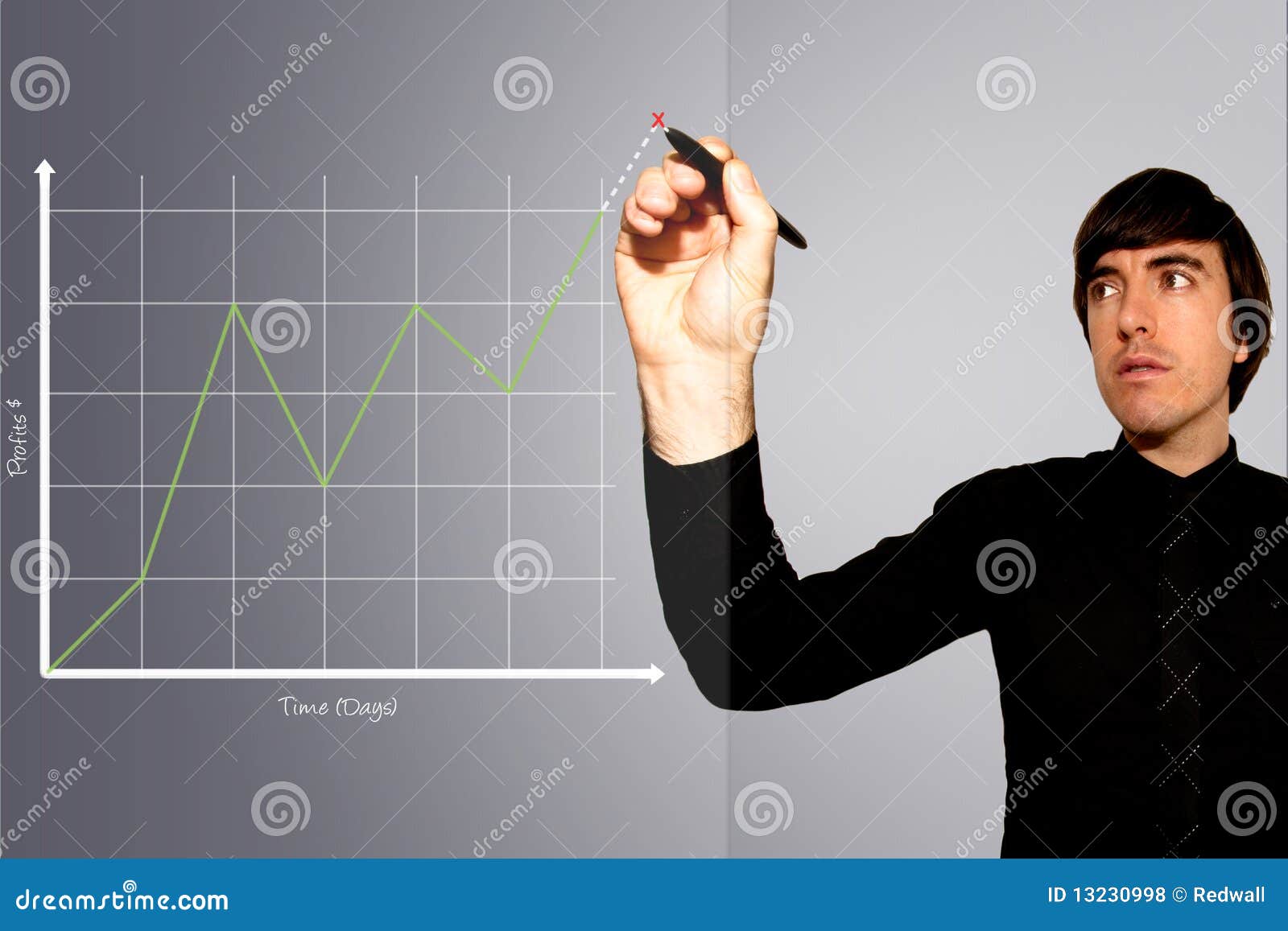 Business Man Draws Graph of Rising Stock Profits Stock Photo - Image of ...