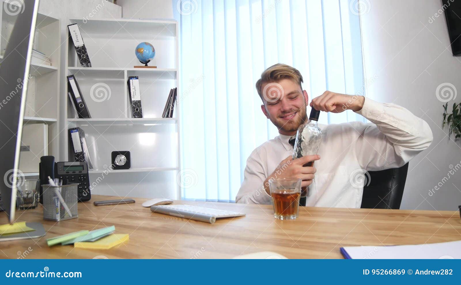 Business Man Drinking Alcohol in the Office Stock Image - Image of ...