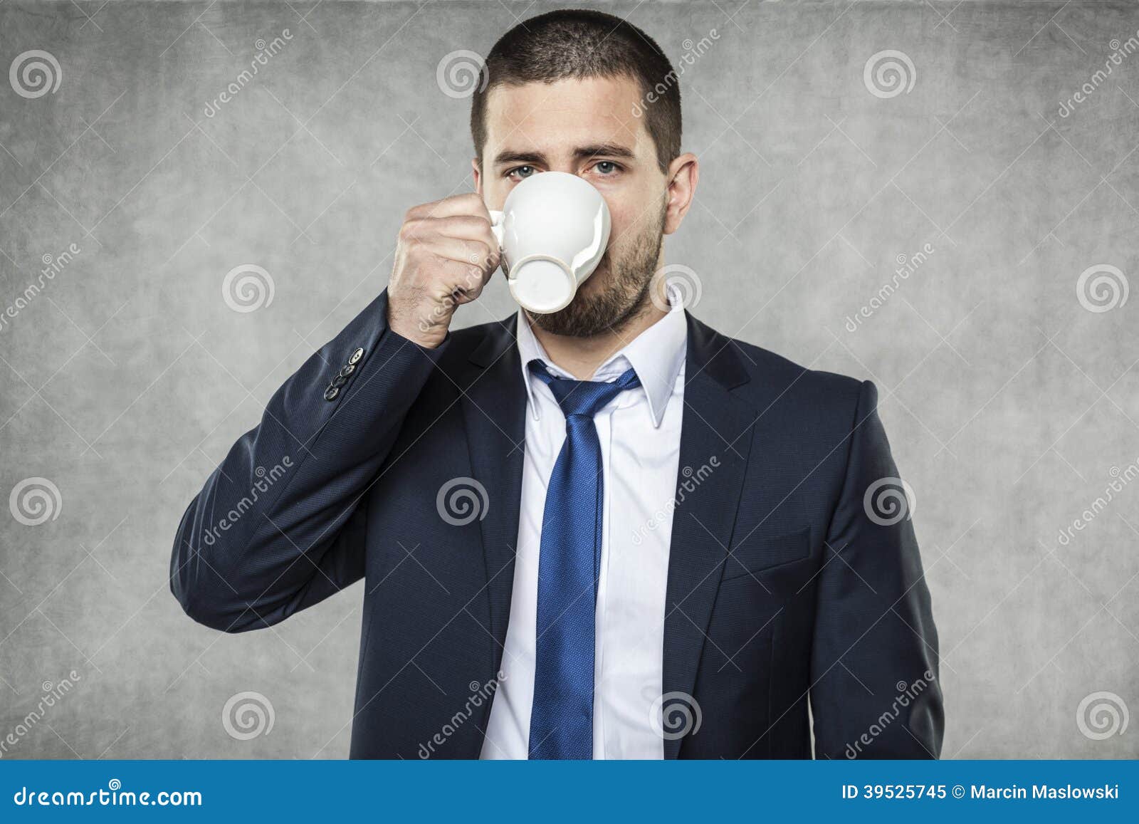 Business Man Drinking a Coffee Stock Image - Image of employer, adult ...