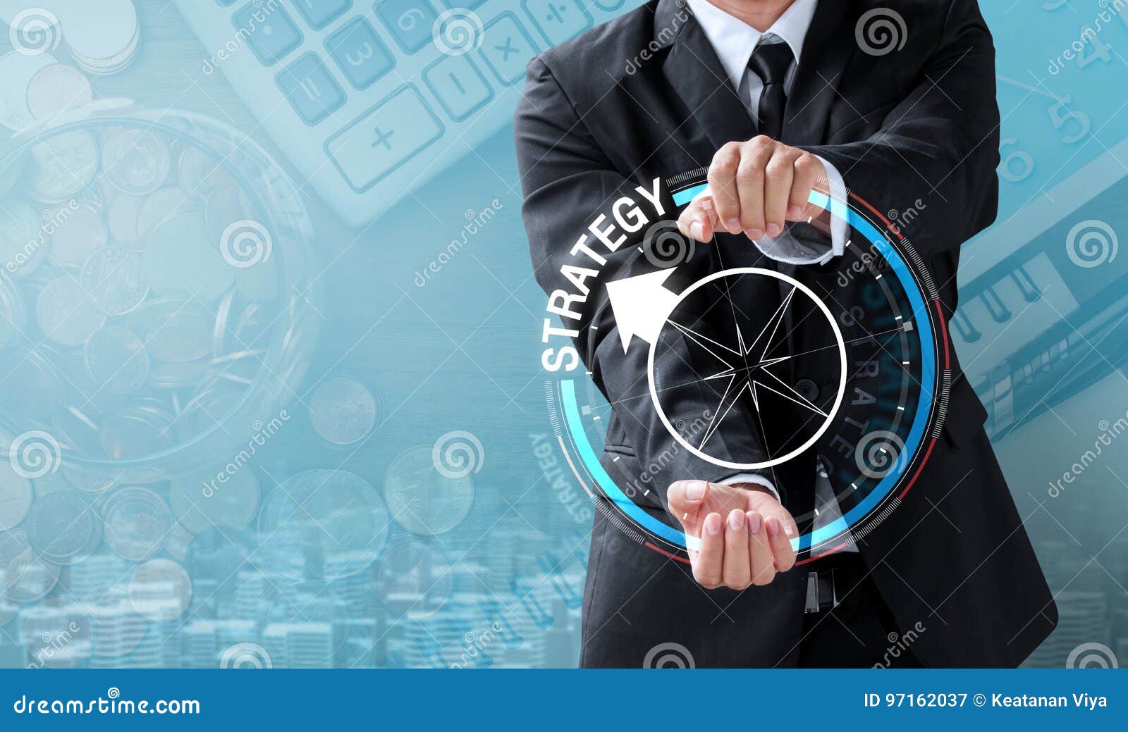 Business Man Drive Compass To Strategy Stock Image - Image of concept ...