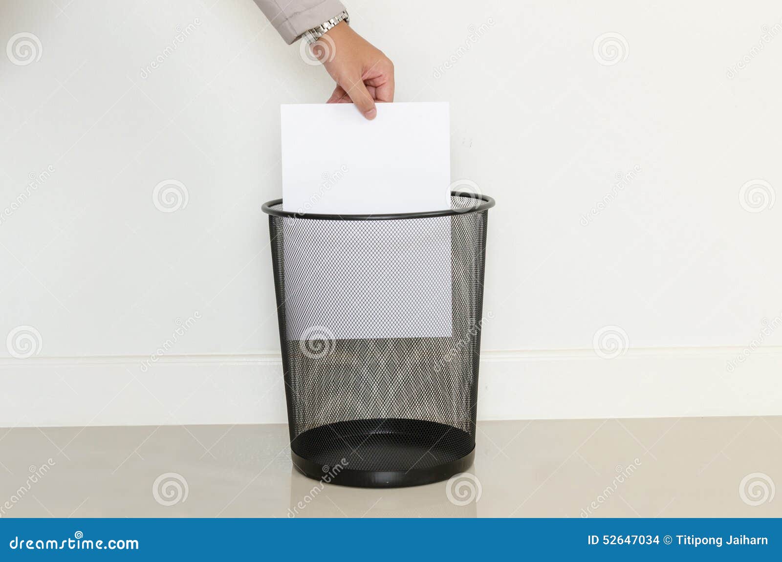 Business Man Drop a Useless Paper in To the Trash Stock Photo - Image ...