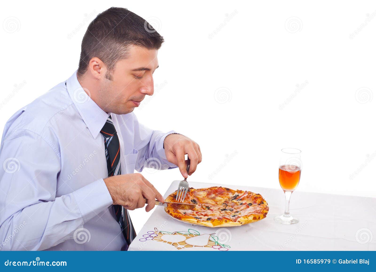 Business man eating pizza stock image. Image of adult - 16585979