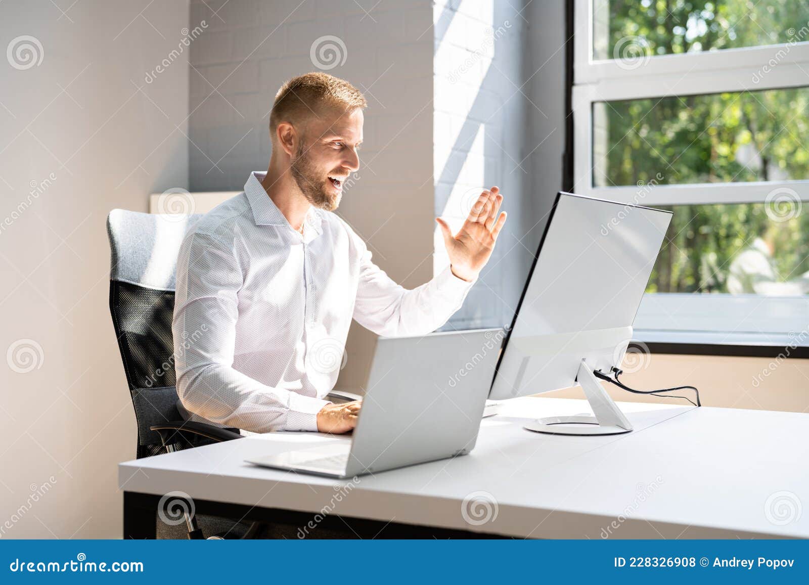Business Man in Elearning Video Conference Stock Photo - Image of ...