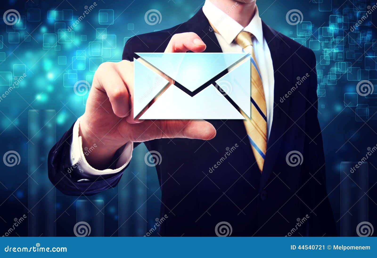 Business Man with Email Envelopes Stock Image - Image of hand, business ...