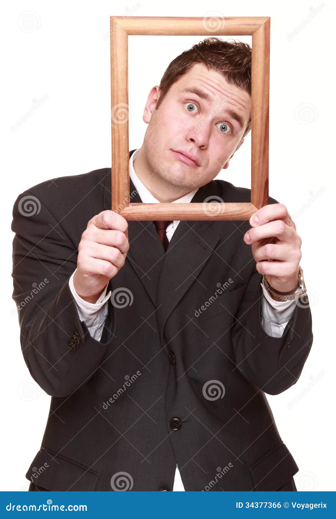 Business Man with Empty Frame Facial Expression Stock Photo - Image of ...