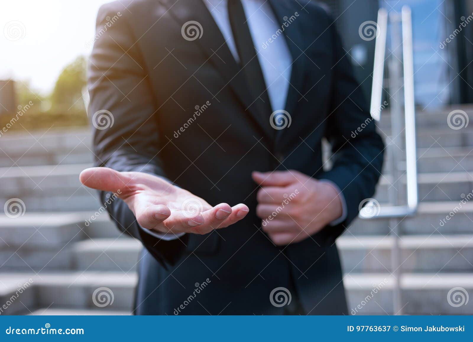 Business Man with Empty Hand Stock Image - Image of people, showing ...