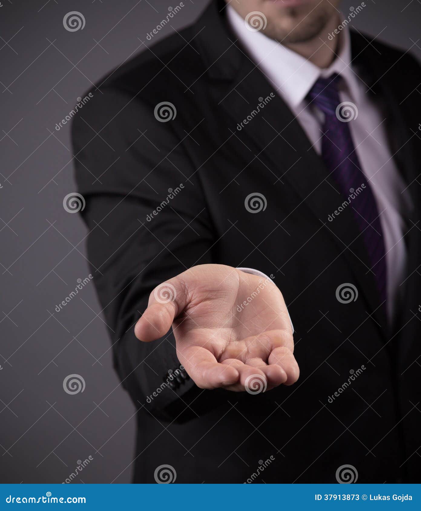 Business Man with Empty Hand Stock Image - Image of suit, dark: 37913873