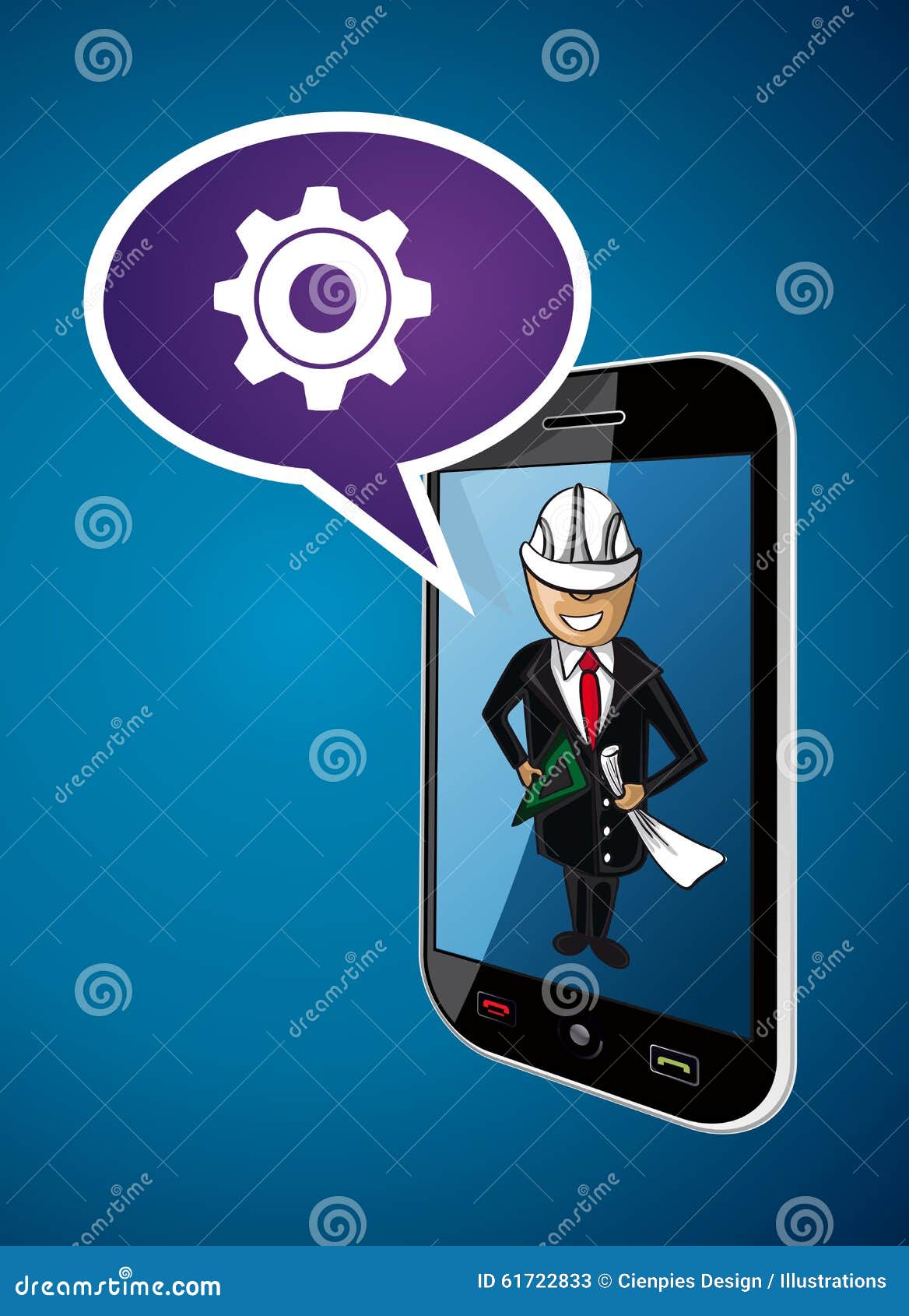Business Man Engineer Architect Phone App Concept Stock Vector ...