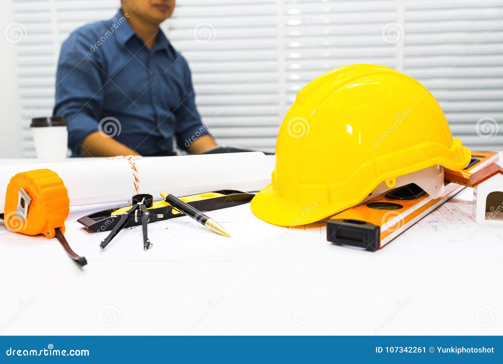Business Man Engineer Sitting in the Office Stock Image - Image of ...