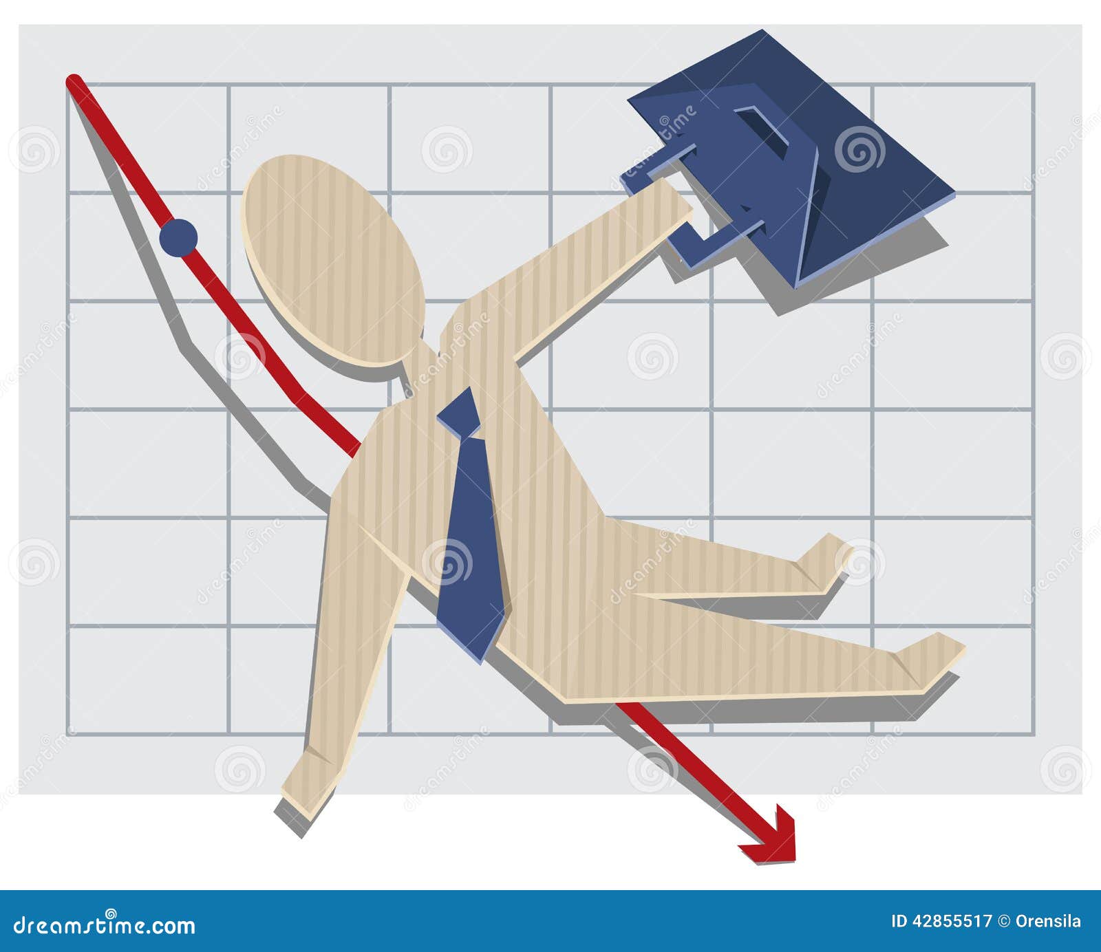 Business Man Falls from the Chart Stock Vector - Illustration of ...