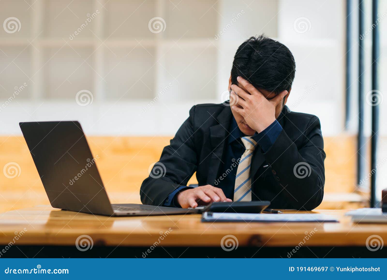 Business Man Feeling Sad Worry Tired Frustrated After Lost Work Job