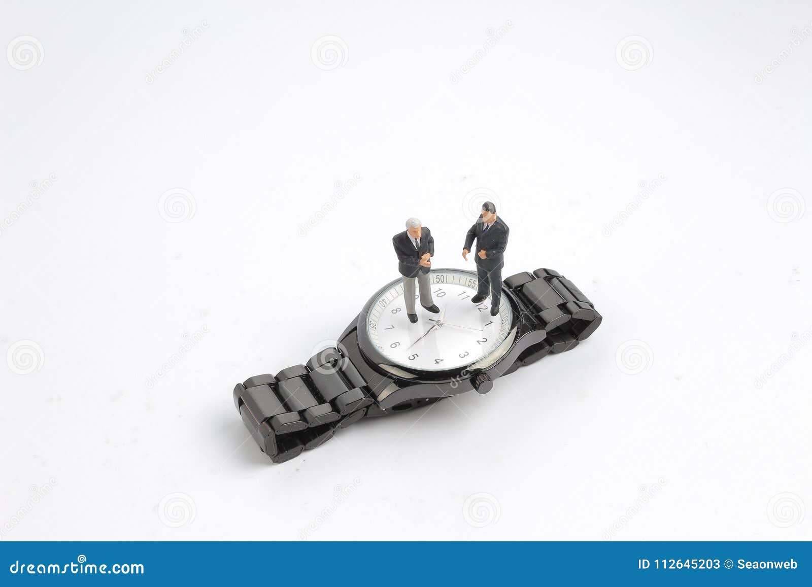 The Business Man Figure Standing on Watch Stock Image - Image of ...