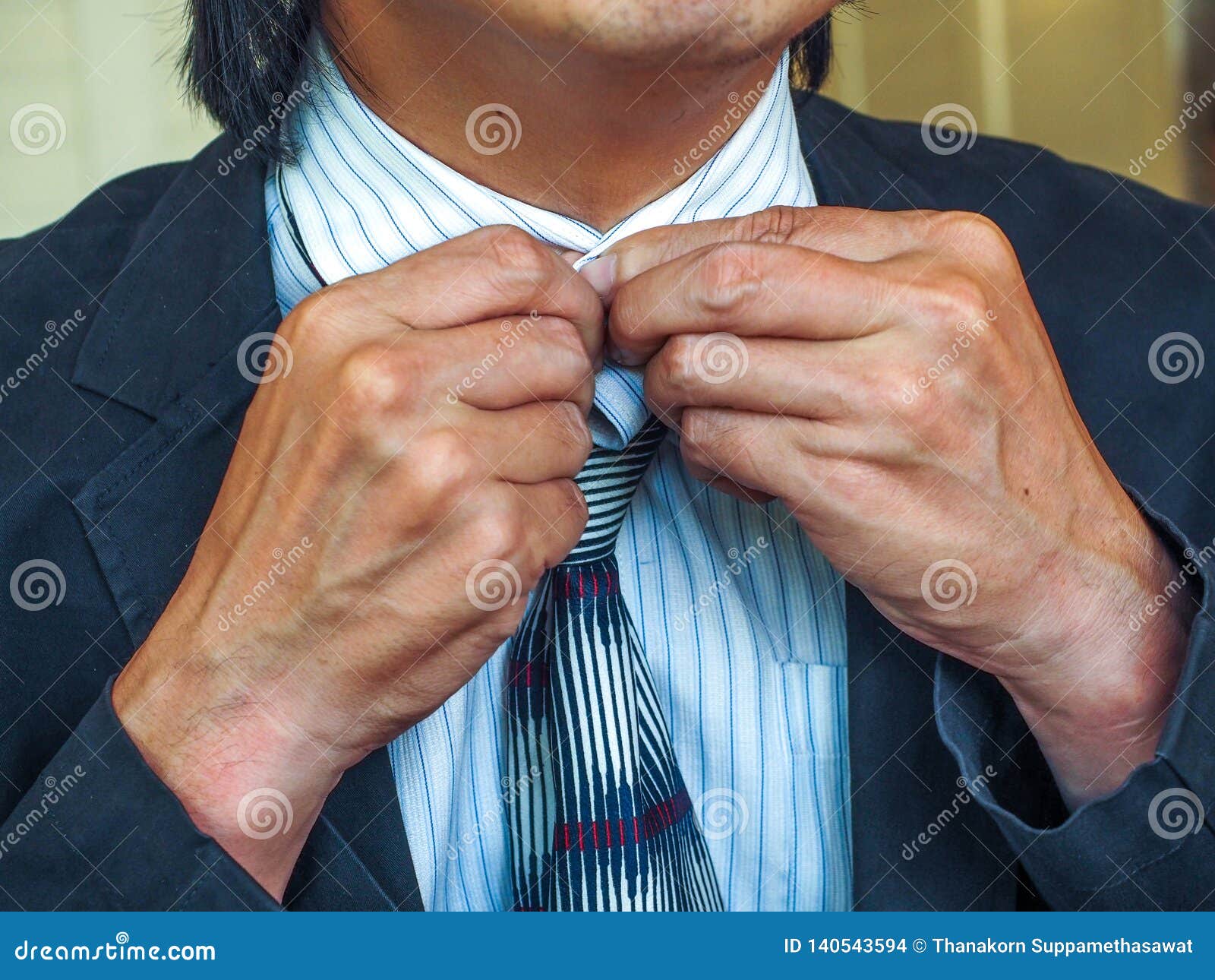 Business Man Fixing His Suit Stock Photo - Image of portrait, black ...