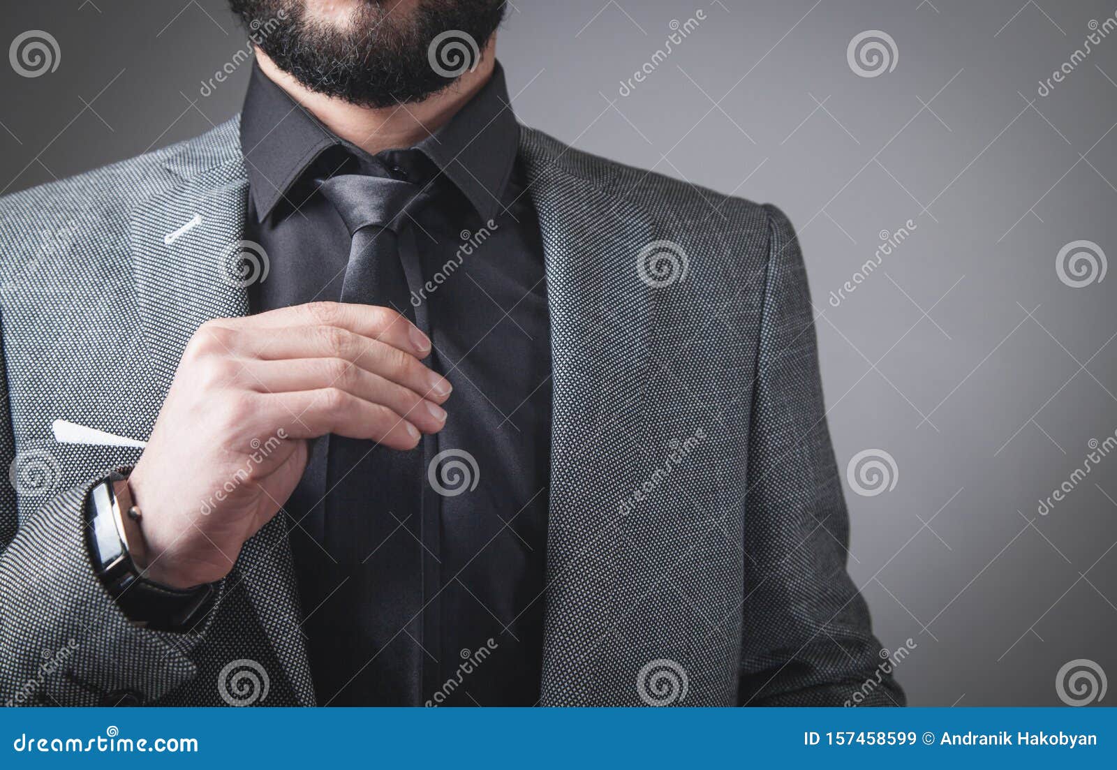 Business Man Fixing His Tie Stock Image - Image of model, fixing: 157458599