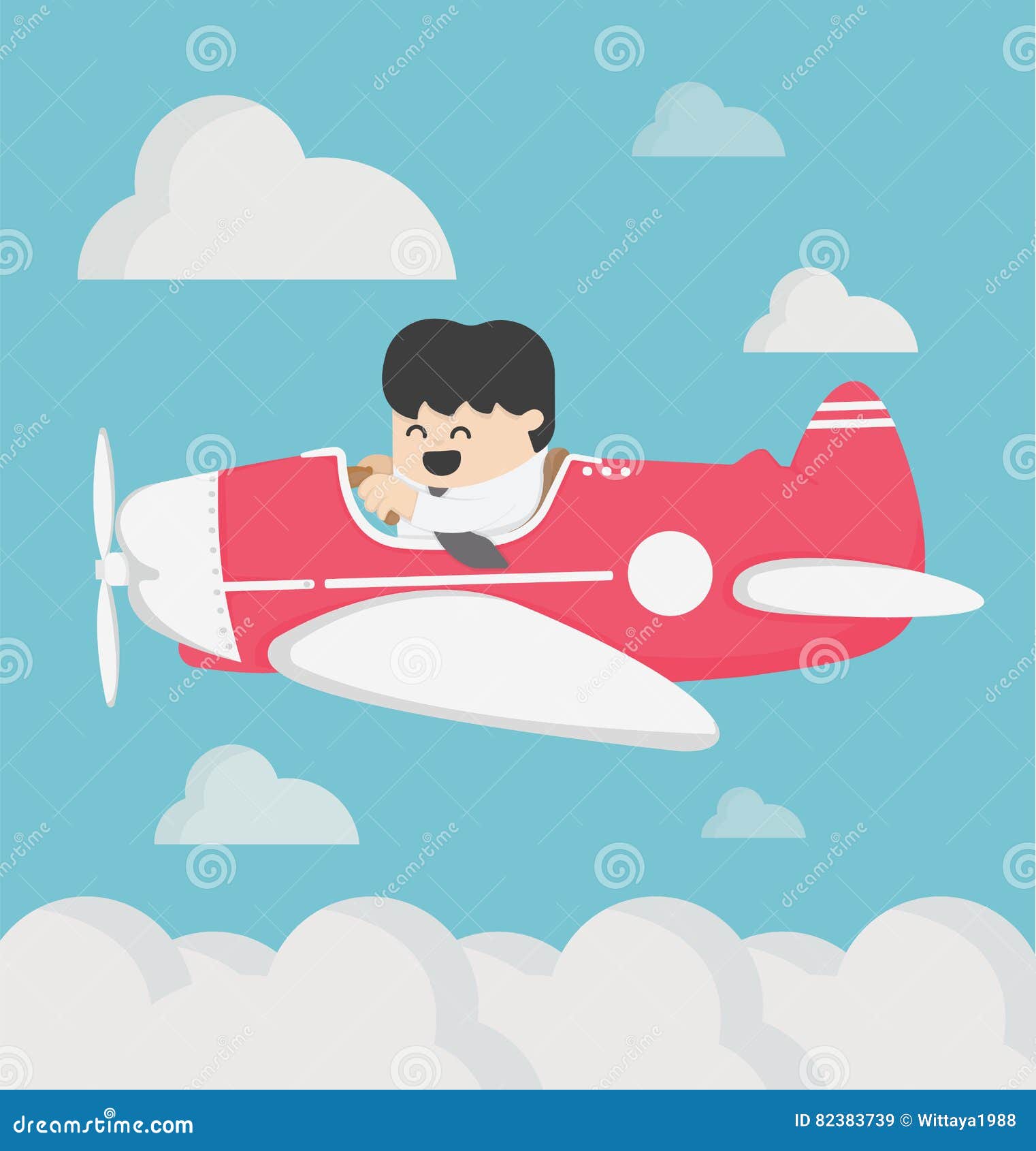 Business Man Flying a Plane Retro Stock Vector - Illustration of board ...