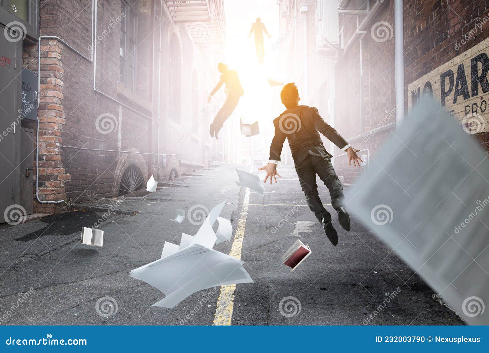Business Man Flying Up . Mixed Media Stock Photo - Image of male ...