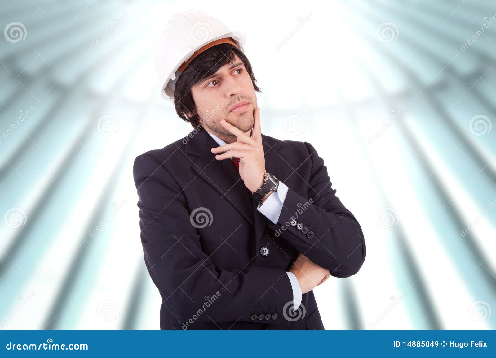 Business Man Full of Thoughts Stock Image - Image of business, engineer ...