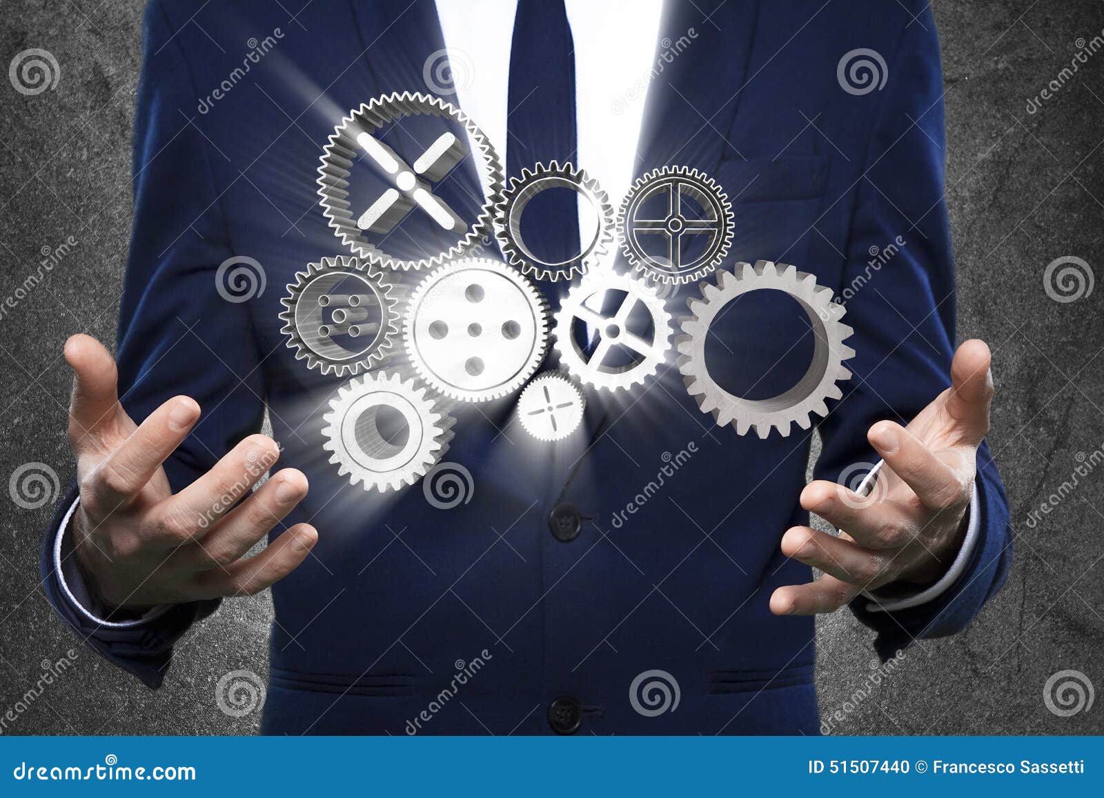 Business Man with Gears in Hands Stock Photo - Image of economy ...