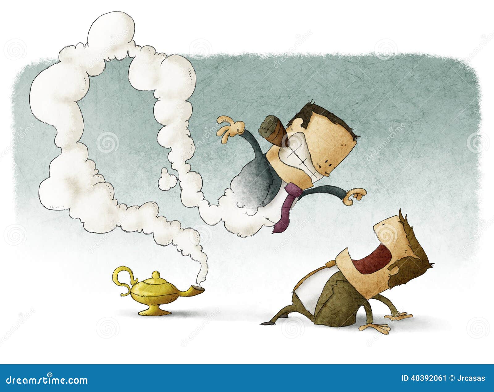 Business Man with Genie Boss Stock Illustration - Illustration of ...